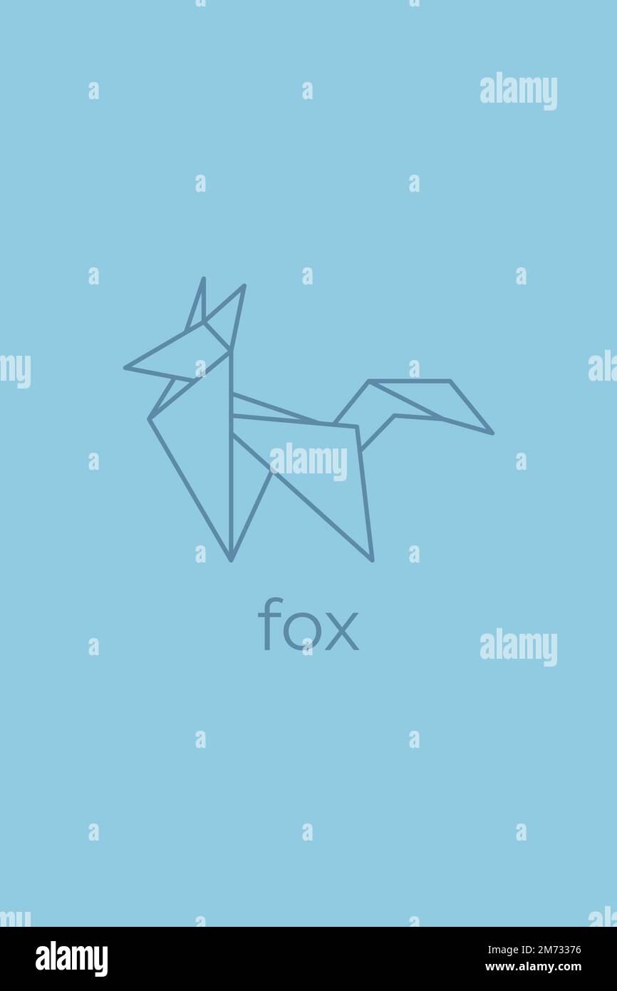 fox origami. Abstract line art fox logo design. Animal origami. Animal line art. Pet shop ...