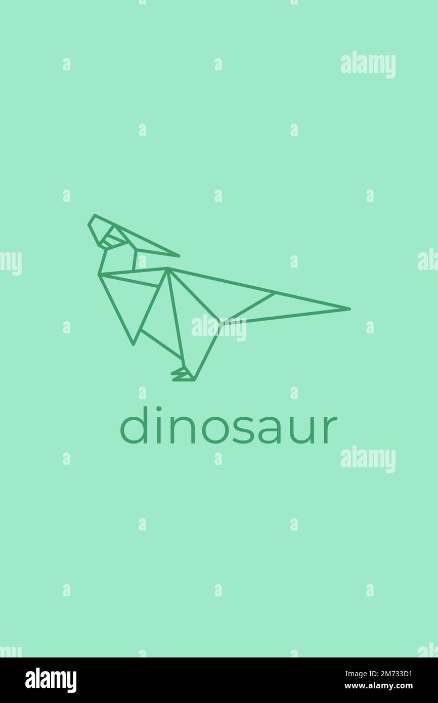 dinosaur origami. Abstract line art dinosaur logo design. Animal ...