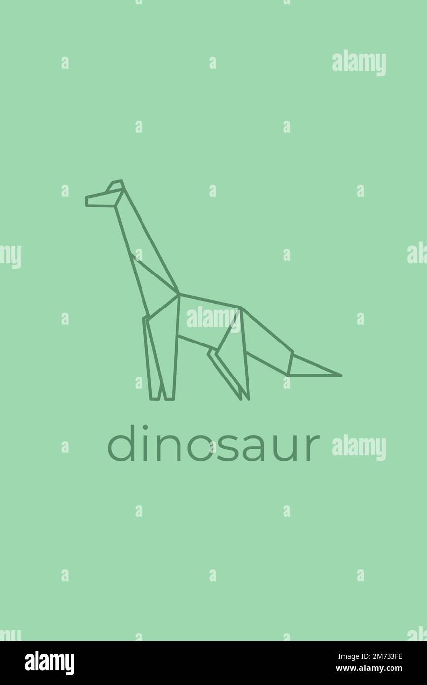 dinosaur origami. Abstract line art dinosaur logo design. Animal ...