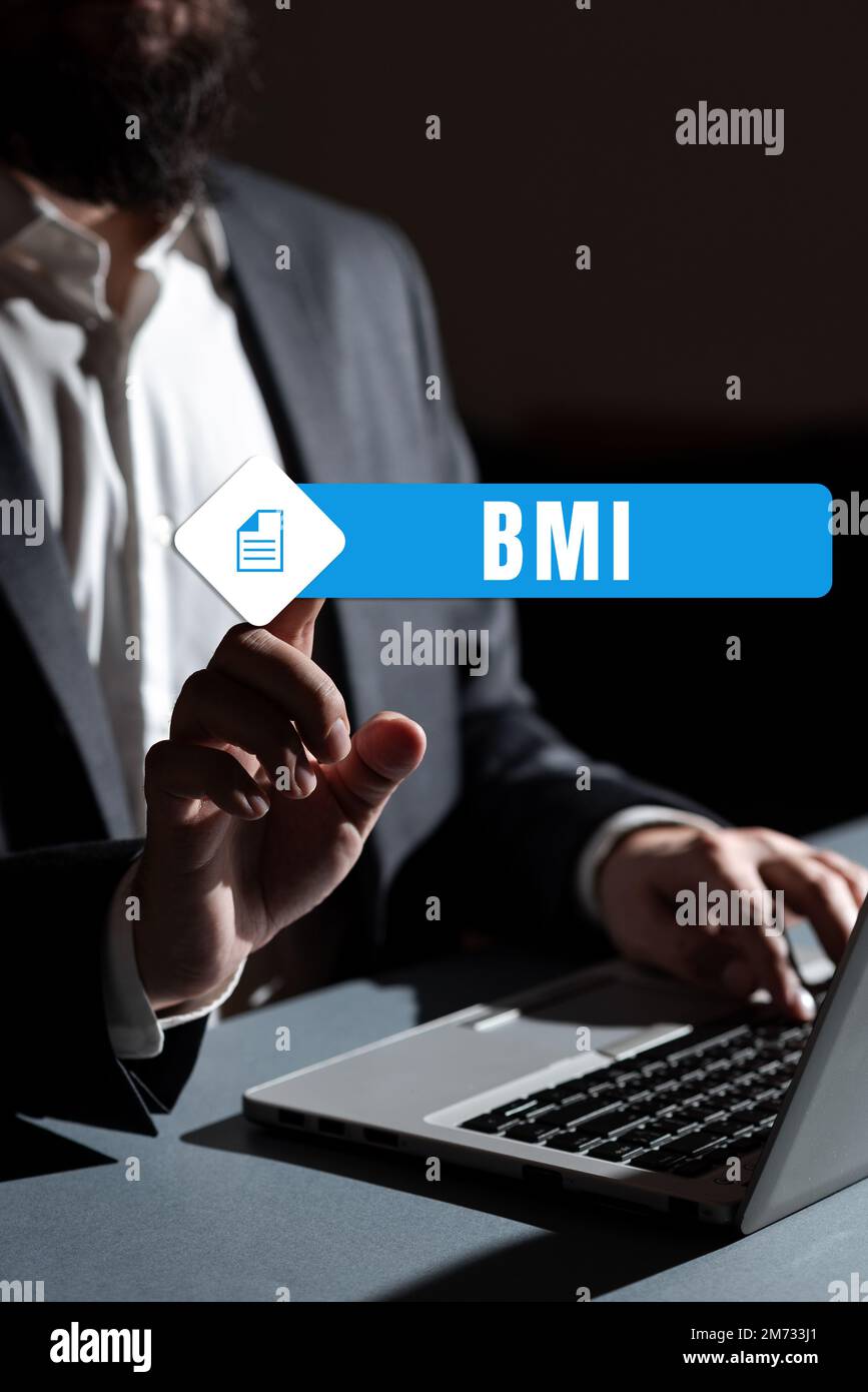 Text sign showing Bmi. Business approach Method of estimating body fat ...