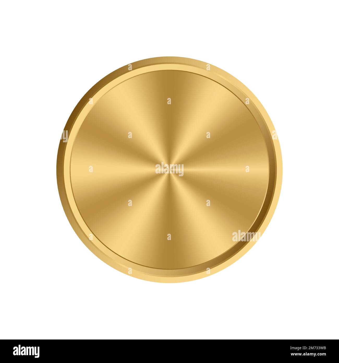 Gold circle plate background. Golden metal round medal. Button metallic ...