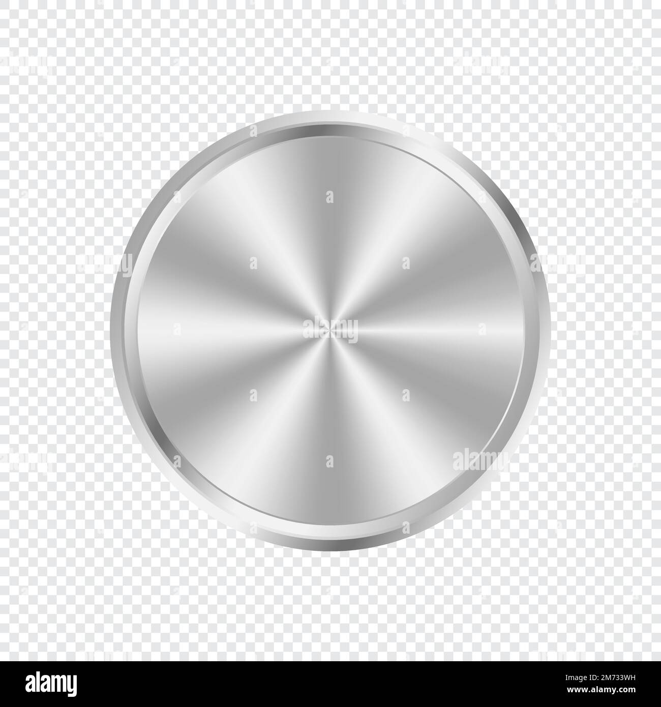 Silver circle plate background. Silver metal round medal. Button ...