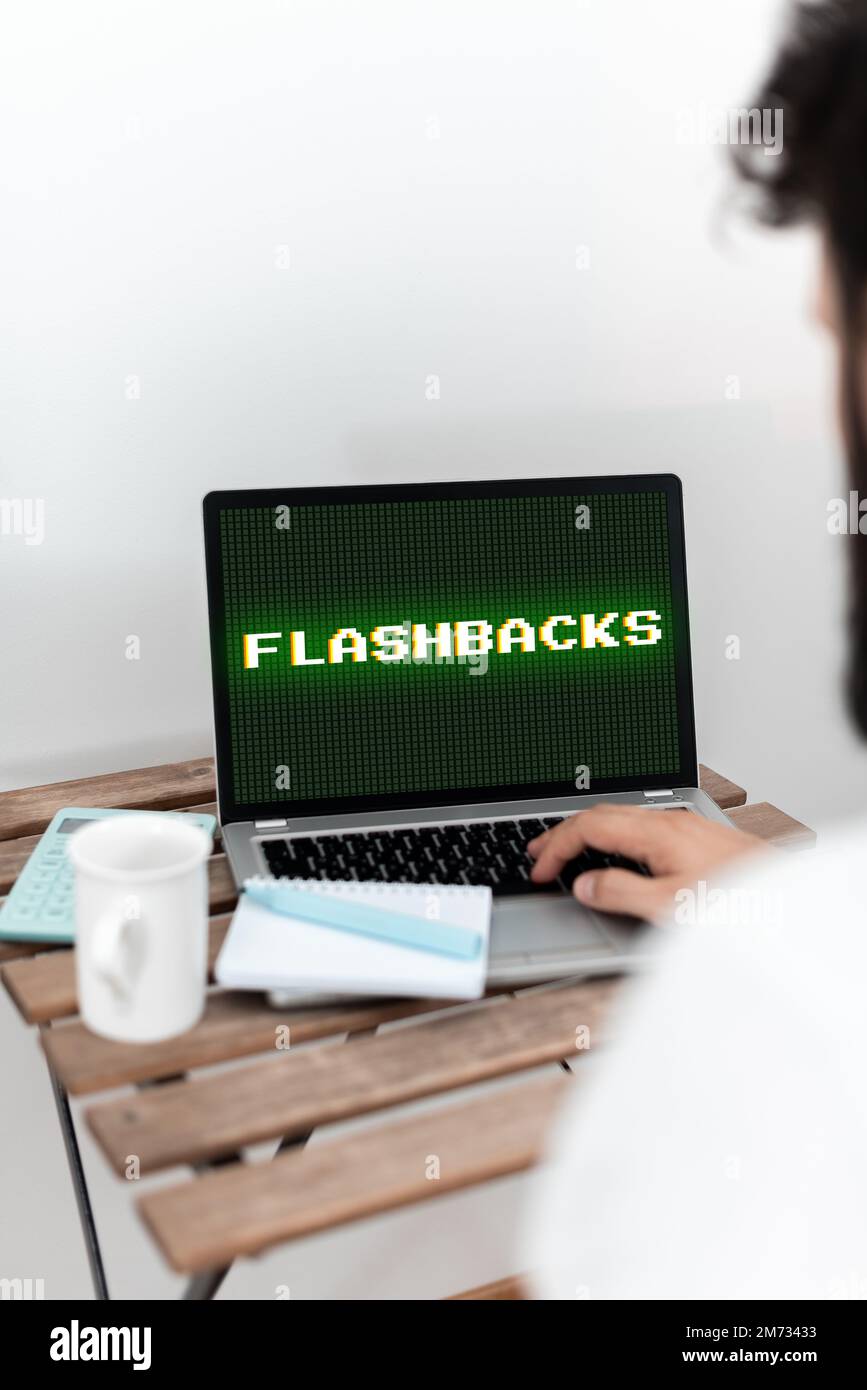 Hand writing sign Flashbacks. Conceptual photo interruption of ...