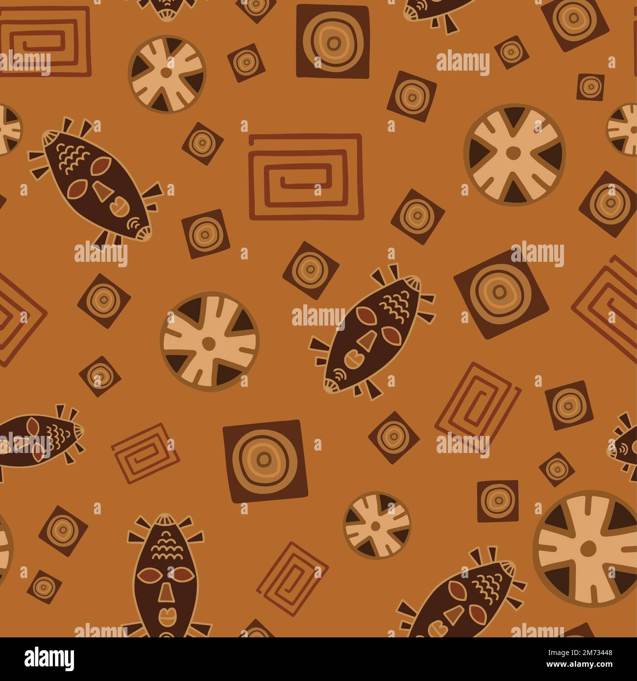 Ethnic Seamless Pattern with African style elements. Vector Hand Drawn ...