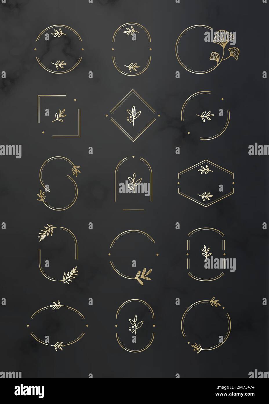 Floral design logo collection on a black background vector Stock Vector ...