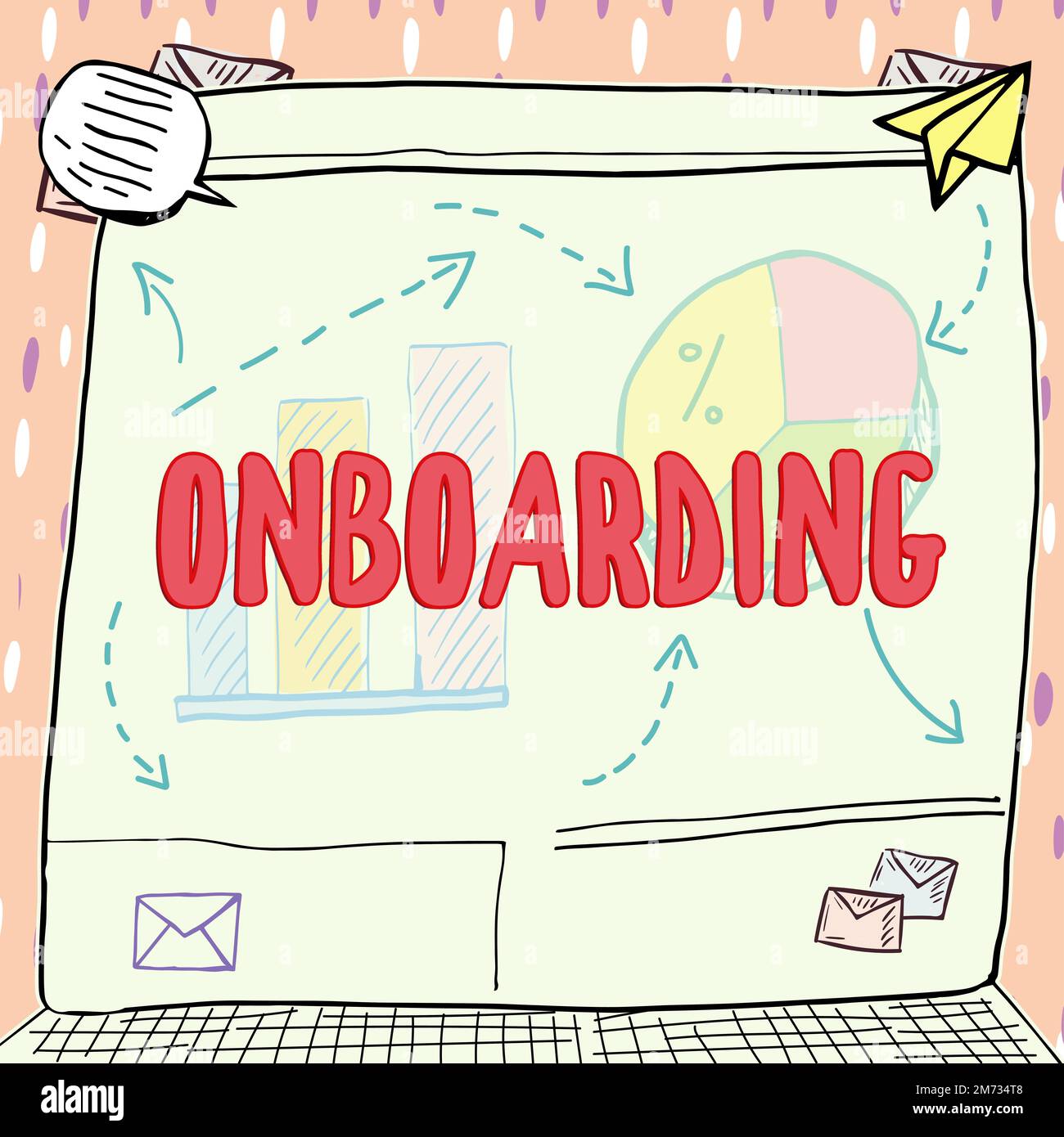 Writing Displaying Text Onboarding Internet Concept Action Process Of