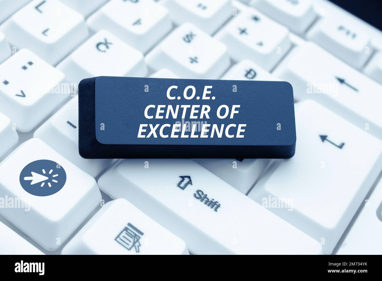 Hand writing sign C.O.E. Center Of Excellence. Concept meaning being ...