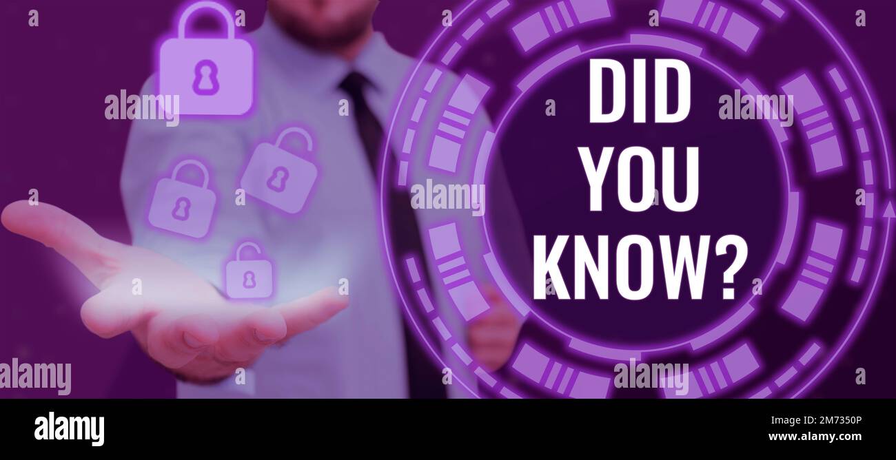 Text sign showing Did You Know. Business showcase Fun Facts and Figures ...