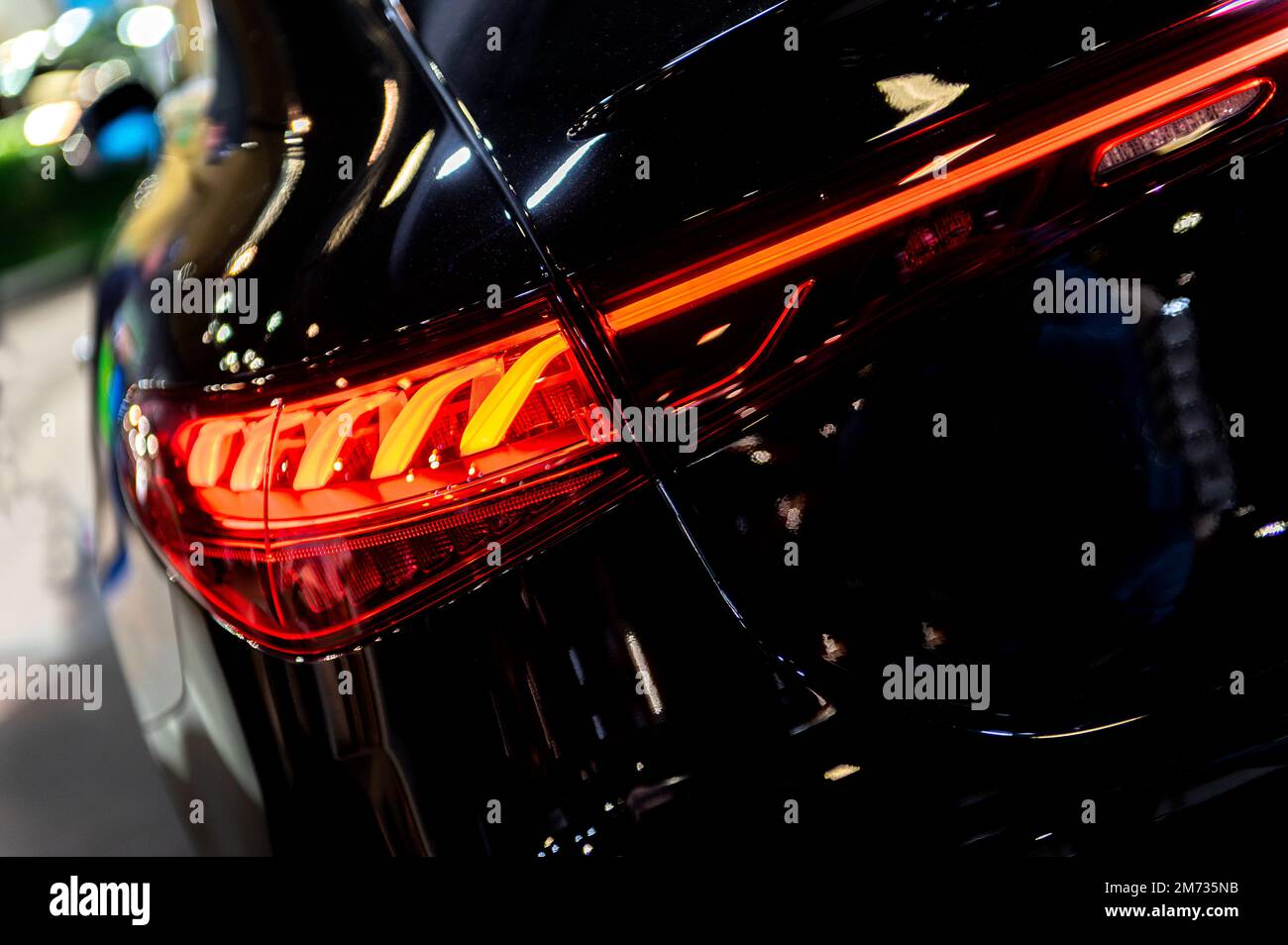 Modern backlights of the car. The headlight of modern prestigious car ...