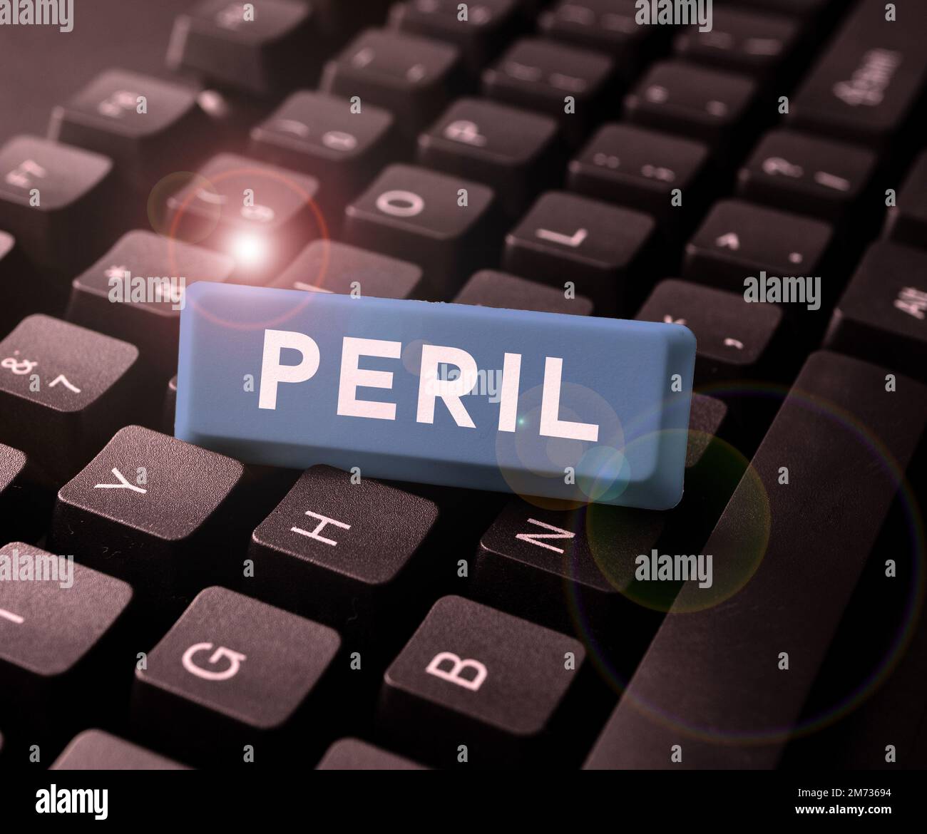 Hand writing sign Peril. Concept meaning indicates something extremely ...