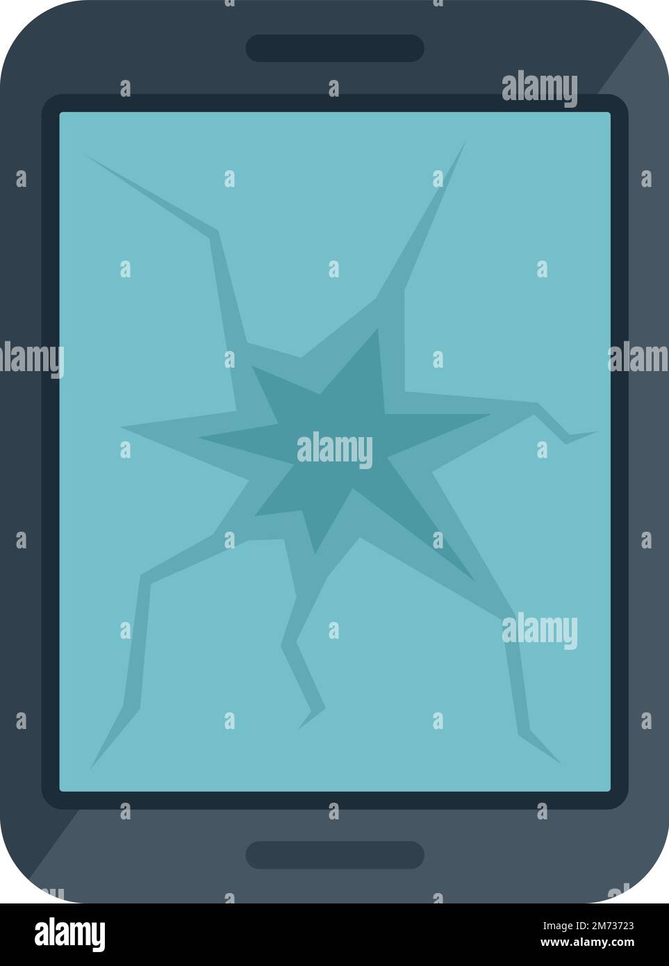 Tablet broken screen icon flat vector. Repair mobile. Computer service ...