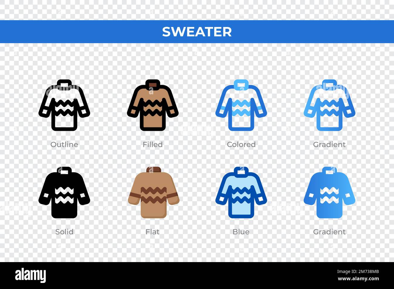 Sweater icons in different style. Sweater icons set. Holiday symbol ...