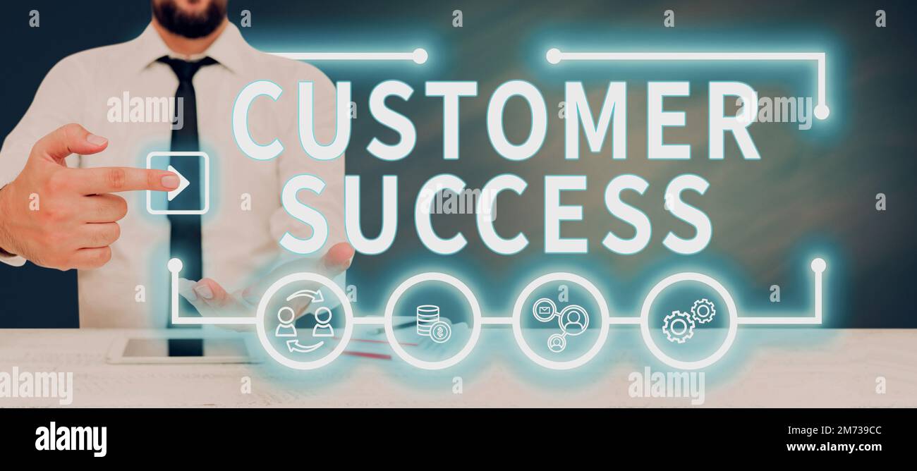 Conceptual caption Customer Success. Business concept customers achieve ...