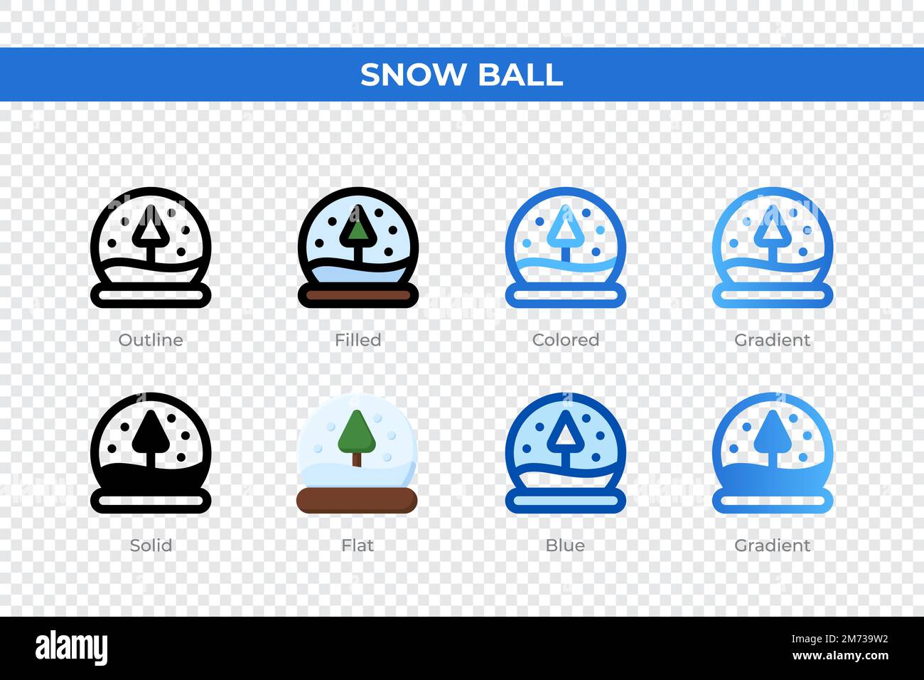 Snow ball icons in different style. Snow ball icons set. Holiday symbol ...