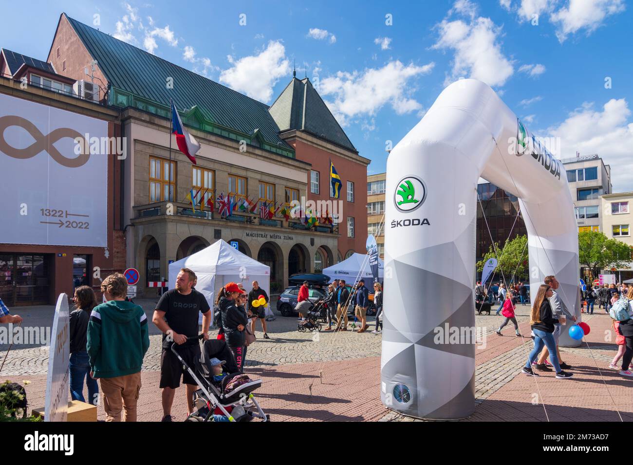 Zlin: Town Hall, main square, 700 year celebration of the founding of ...