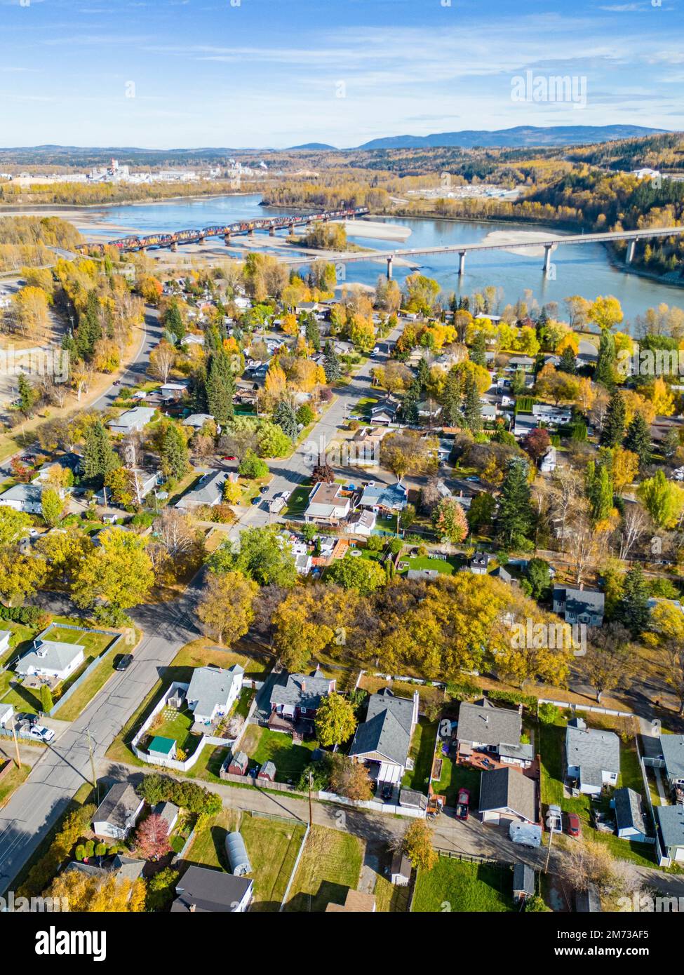 A vertical aerial shot of the Millar Addition suburb of Prince George ...