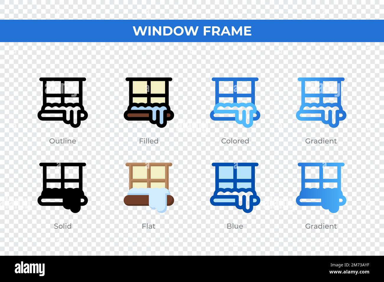 Window frame icons in different style. Window frame icons set. Holiday ...