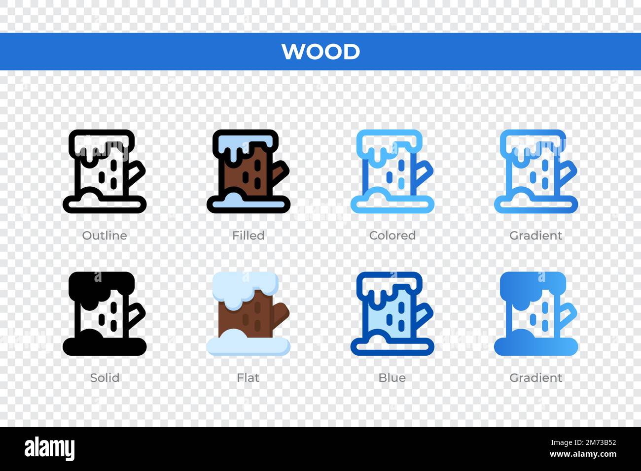 Wood icons in different style. Wood icons set. Holiday symbol ...