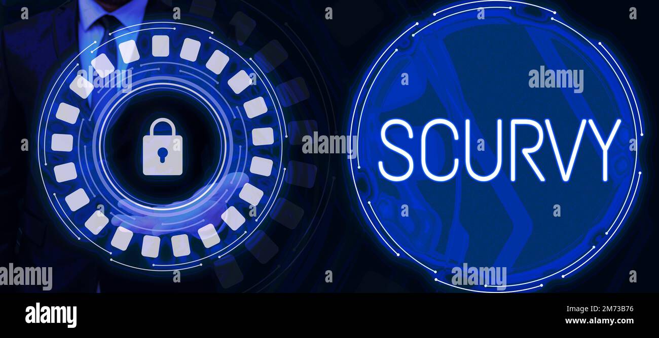 Hand writing sign Scurvy. Business overview disease caused by a lack of ...