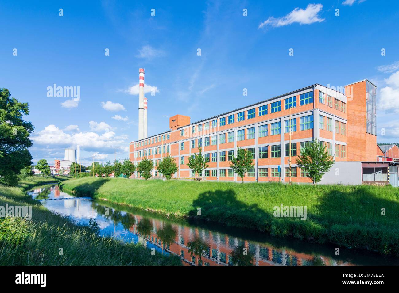 Zlin: buildings of former Bata Shoes factory, river Drevnice (Drewnitz ...