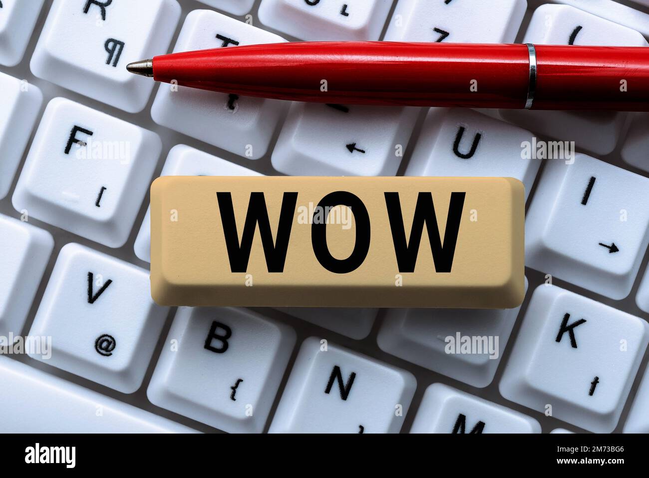 Hand writing sign Wow. Word Written on Expressing astonishment and awe ...