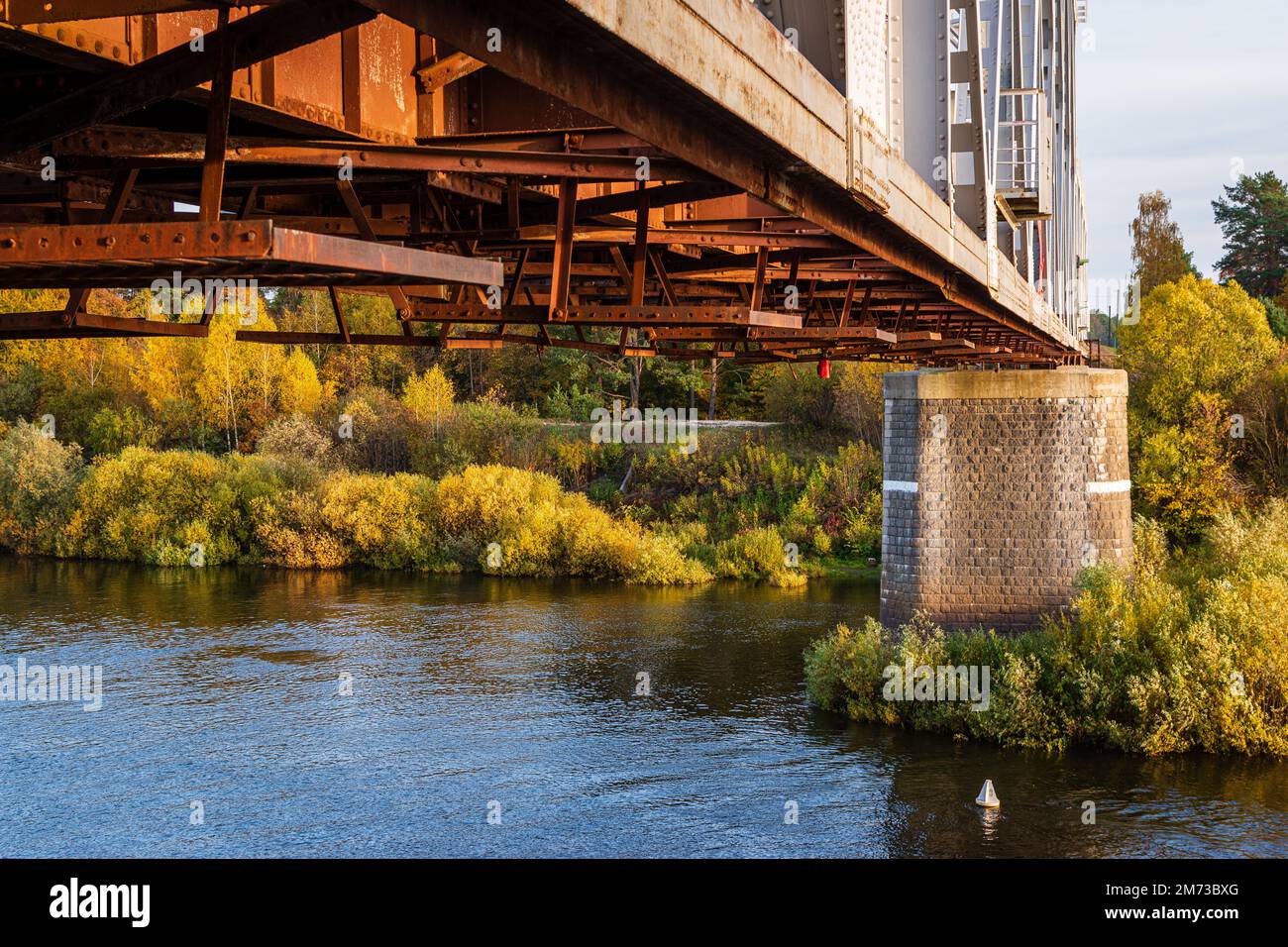 A view of the river under the railway bridge in Gomel, Belarus Stock ...