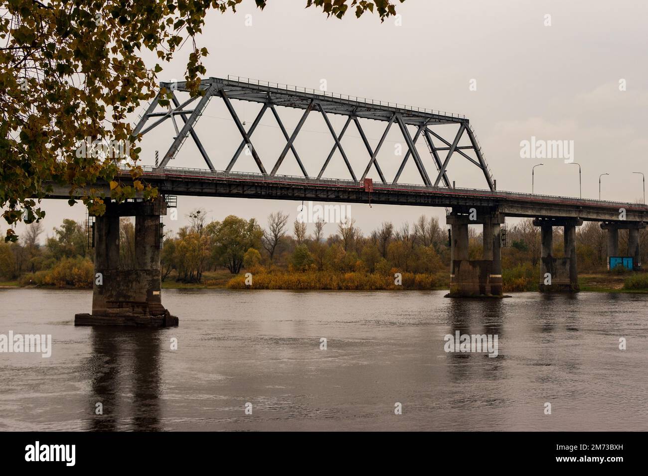 A bridge over the river in Mozyr, Belarus, in the evening Stock Photo ...