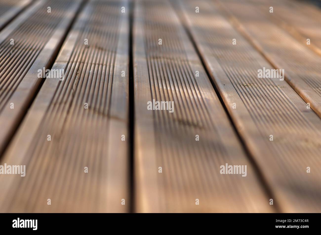 Wooden planks deck close-up perspective, natural background Stock Photo ...