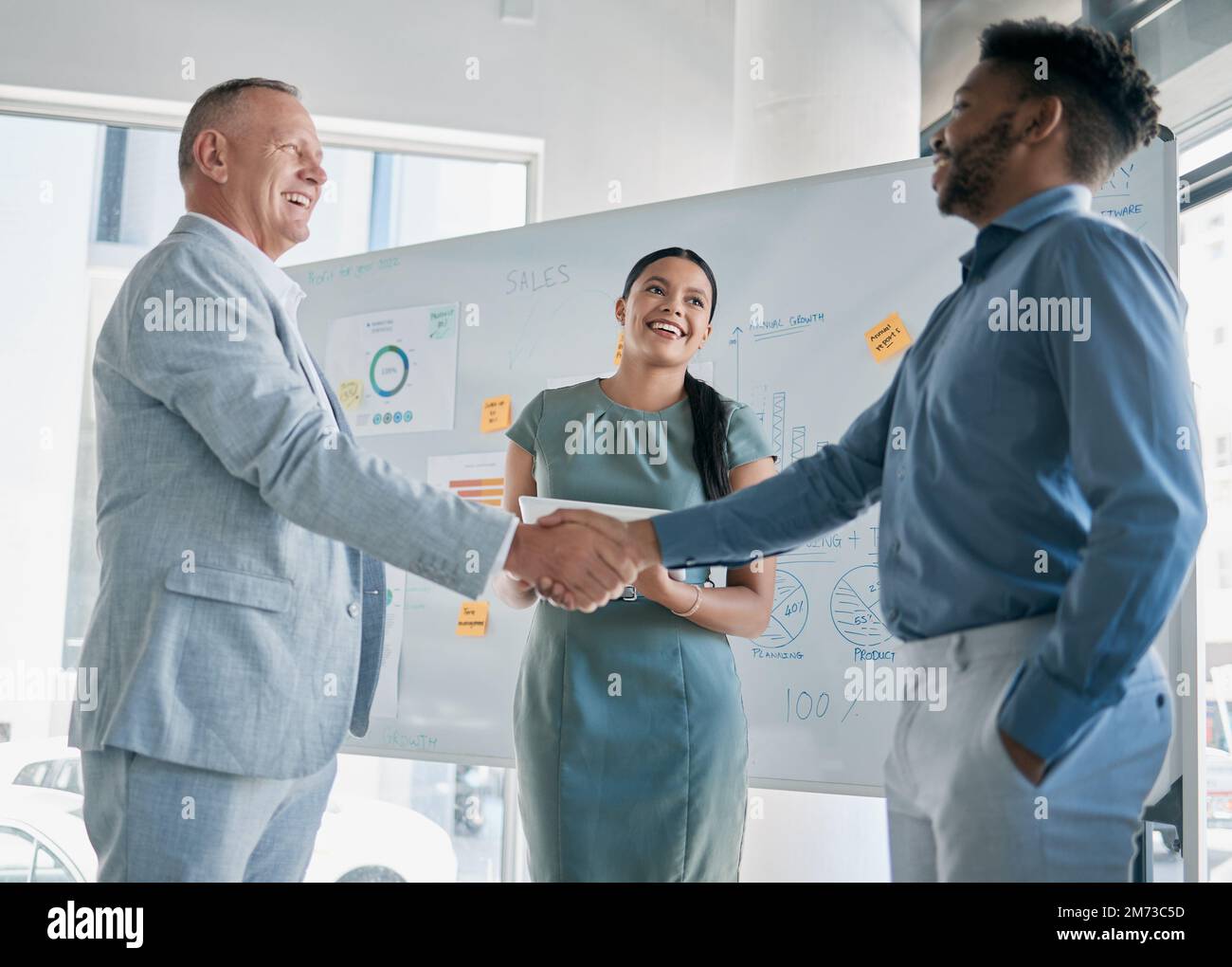 Teamwork, collaboration and business people handshake for partnership ...