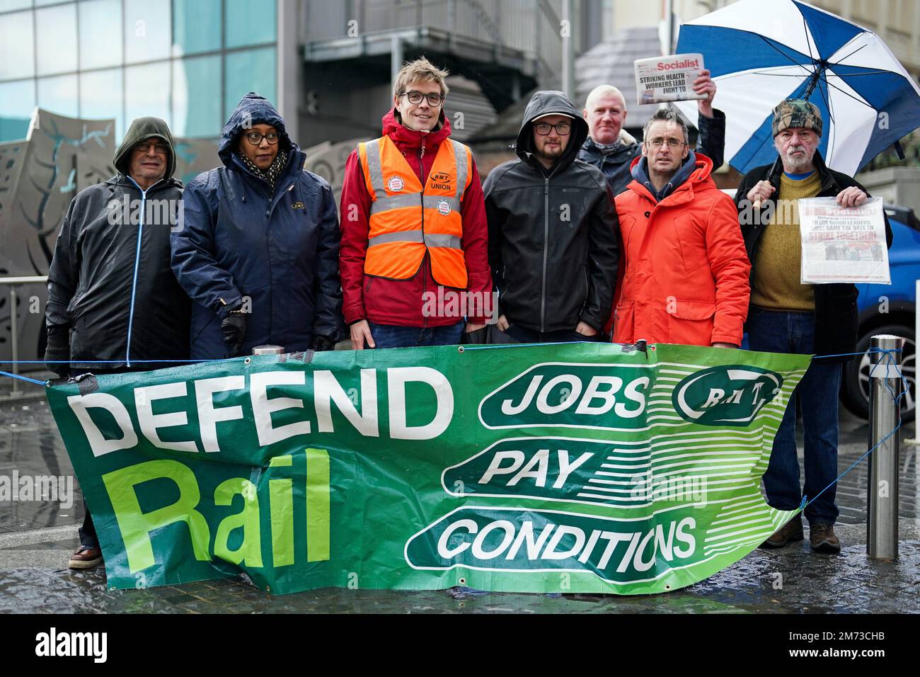 Members of the Rail, Maritime and Transport union (RMT) on the picket ...