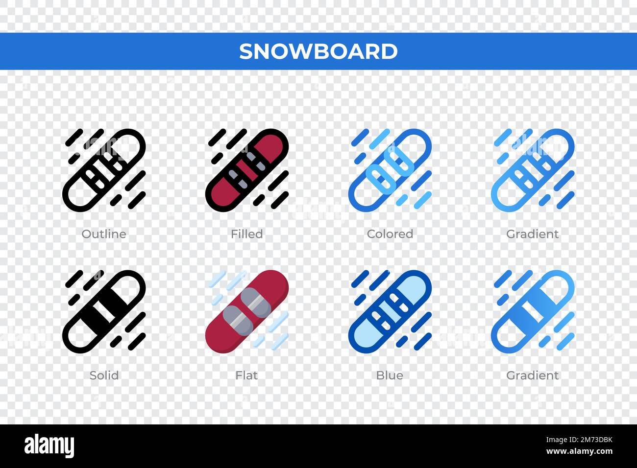 Snowboard icons in different style. Snowboard icons set. Holiday symbol ...