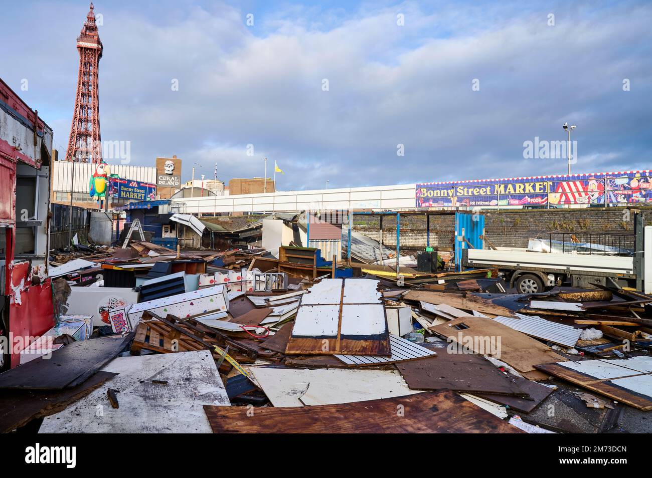 Demolition of the old Bonny Street market in Blackpool to make way for ...