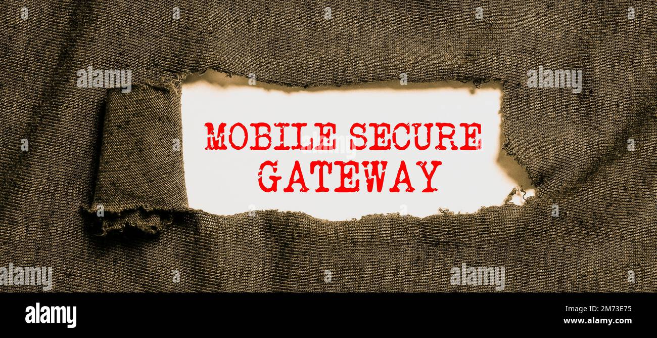 Text caption presenting Mobile Secure Gateway. Concept meaning Securing ...