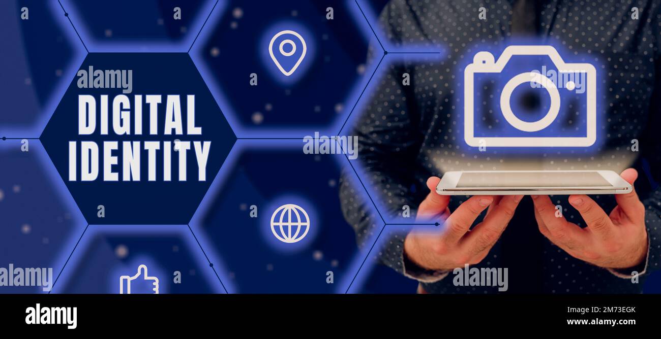 Text caption presenting Digital Identity. Business idea networked ... Text caption presenting Digital Identity. Business idea networked ...