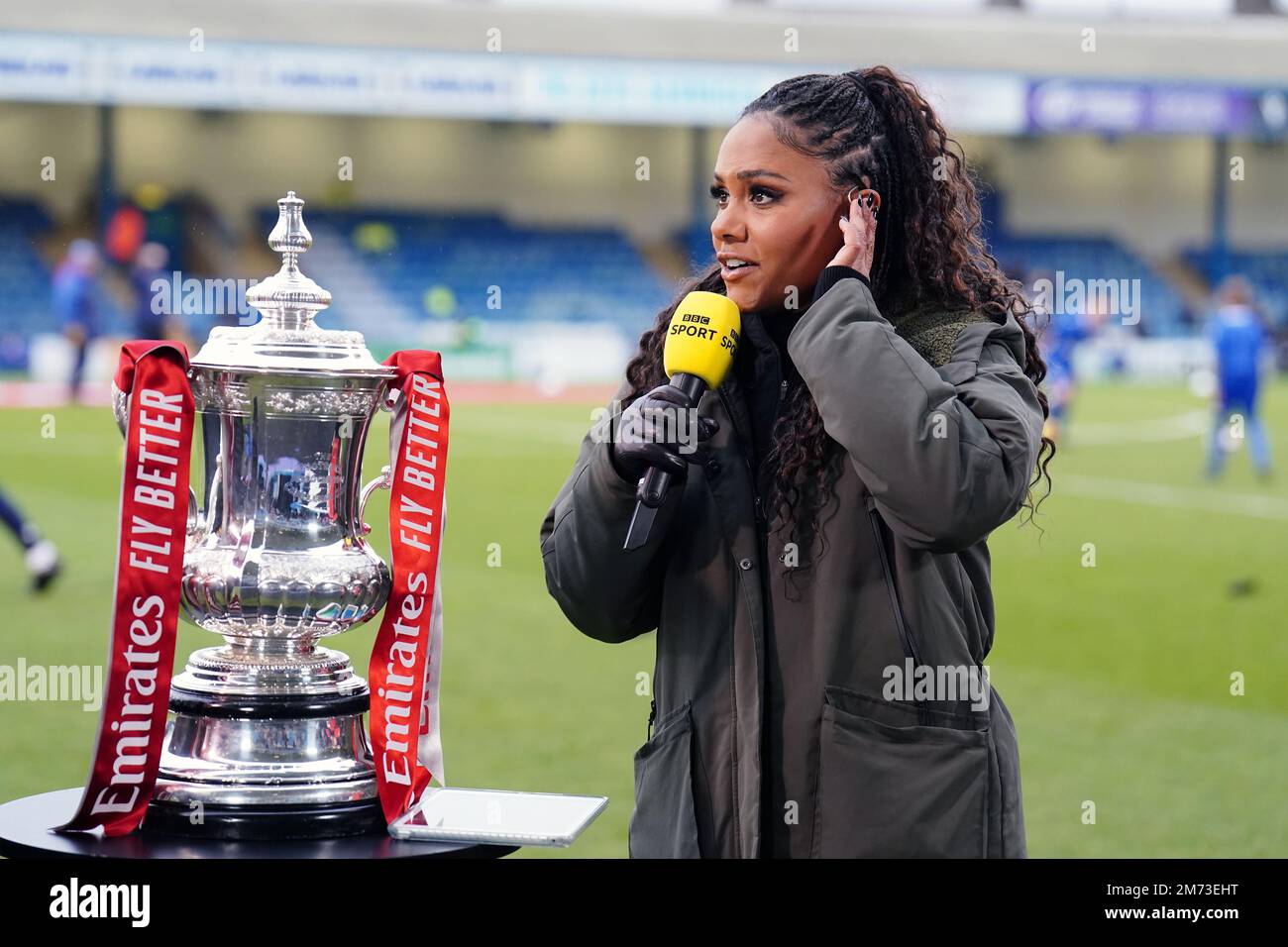 BBC Sport presenter Alex Scott during the Emirates FA Cup third round ...