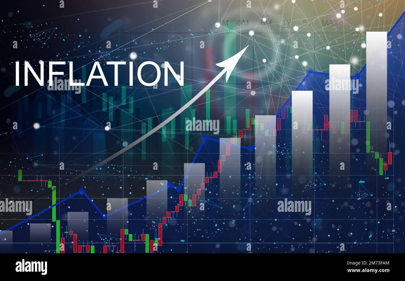 Illustration of inflation on a dark blue background Stock Photo - Alamy