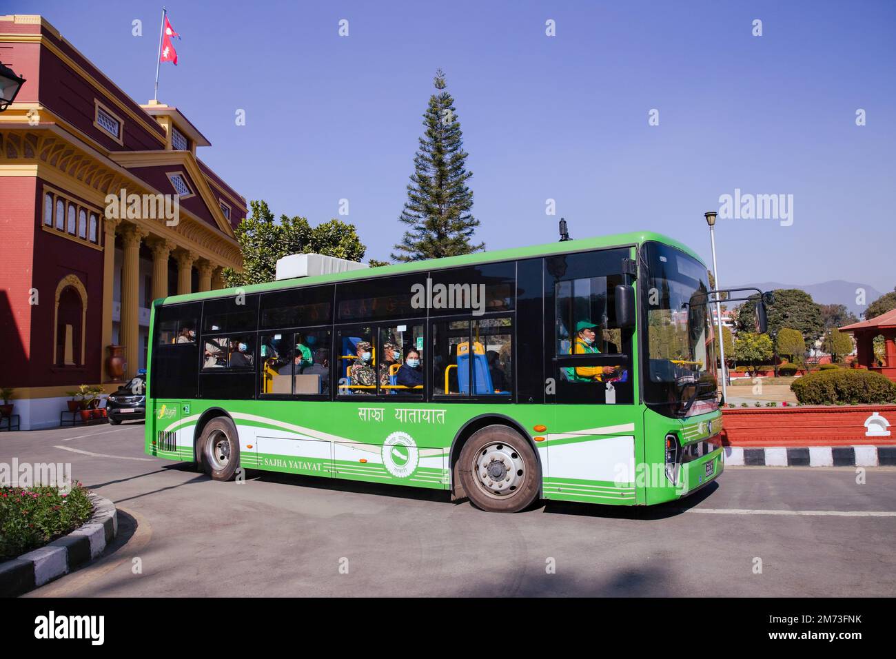 Nepal President Bidhya Devi Bhandari rides in a Public Electric Sajha ...