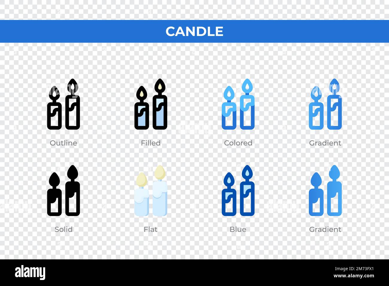 Candle icons in different style. Candle icons set. Holiday symbol ...