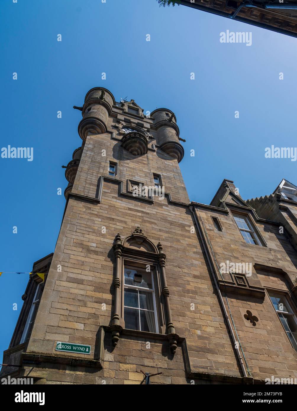 19th c baronial style architecture of Hawick Town Hall, Scottish ...