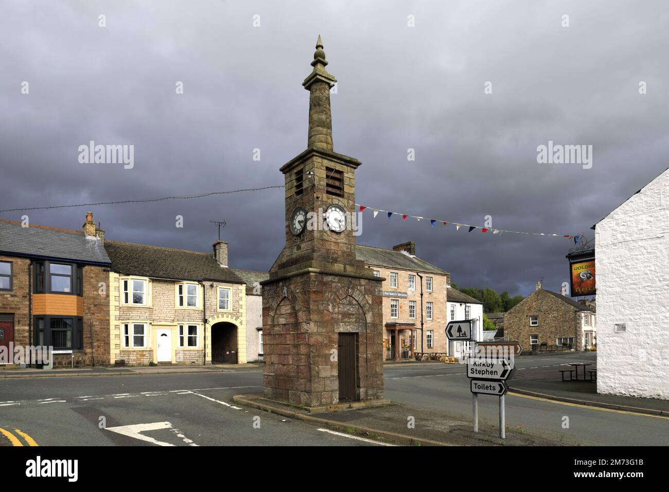 The Clock Tower on Market Street, Brough town, Eden, Cumbria, England ...
