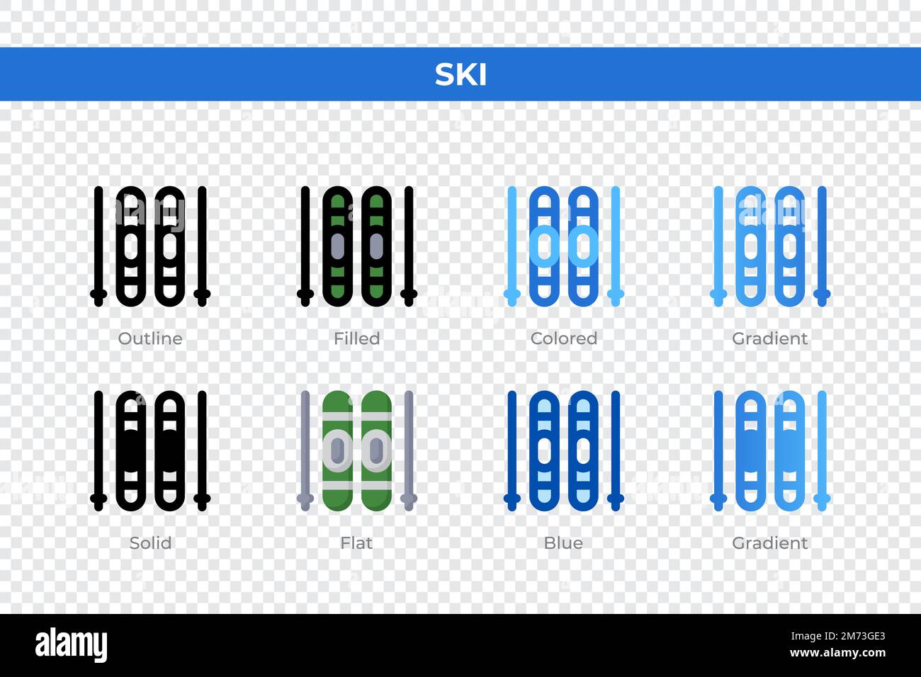 Ski icons in different style. Ski icons set. Holiday symbol. Different ...