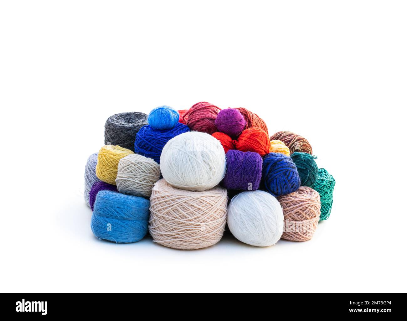 Coloured old thread balls isolated on white Stock Photo - Alamy