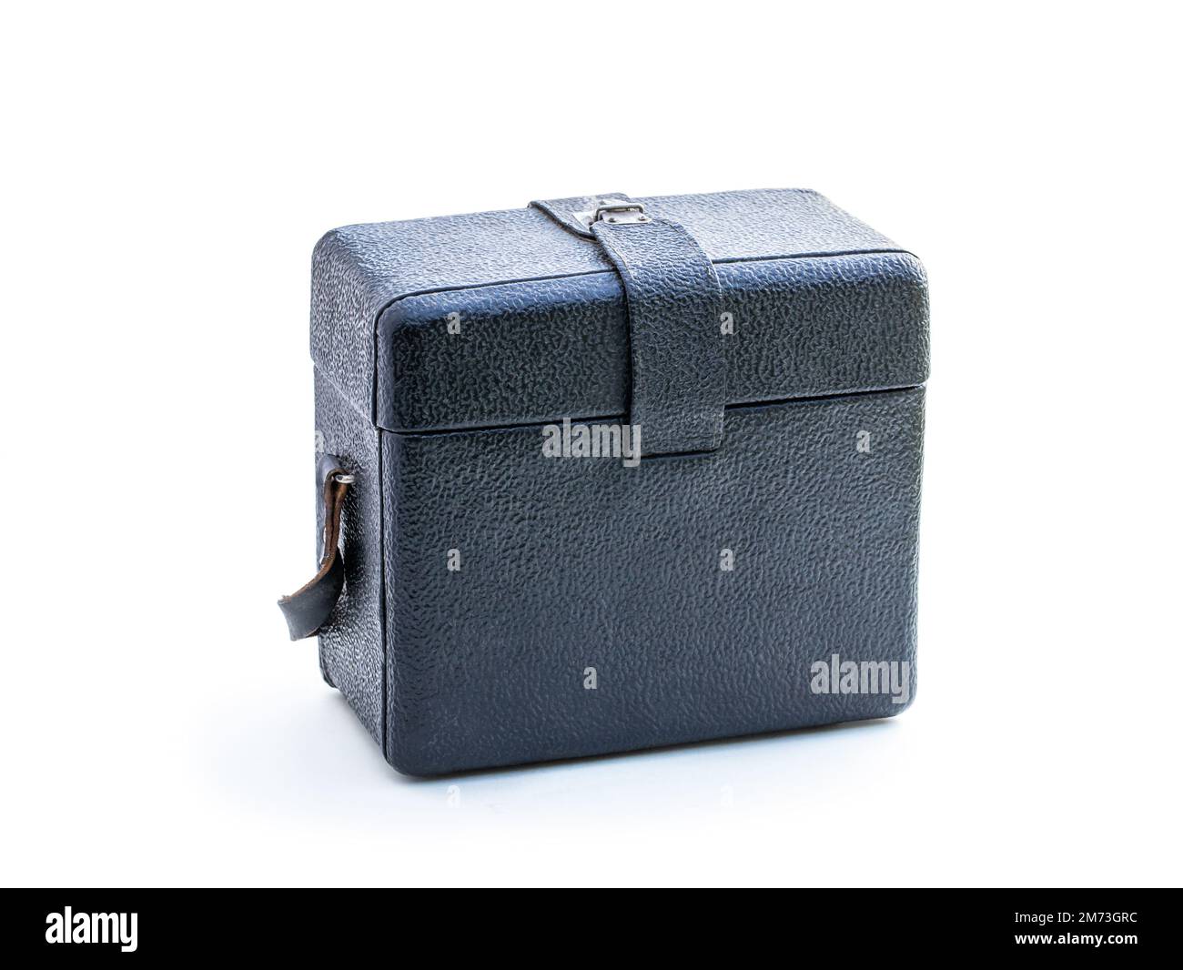 Old home movie camera storage box isolated on white background Stock ...