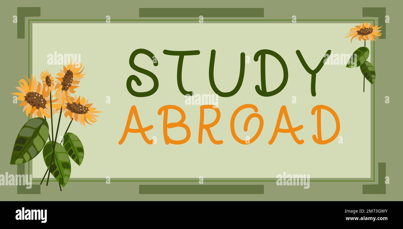 Text caption presenting Study Abroad. Word for Pursuing educational ...