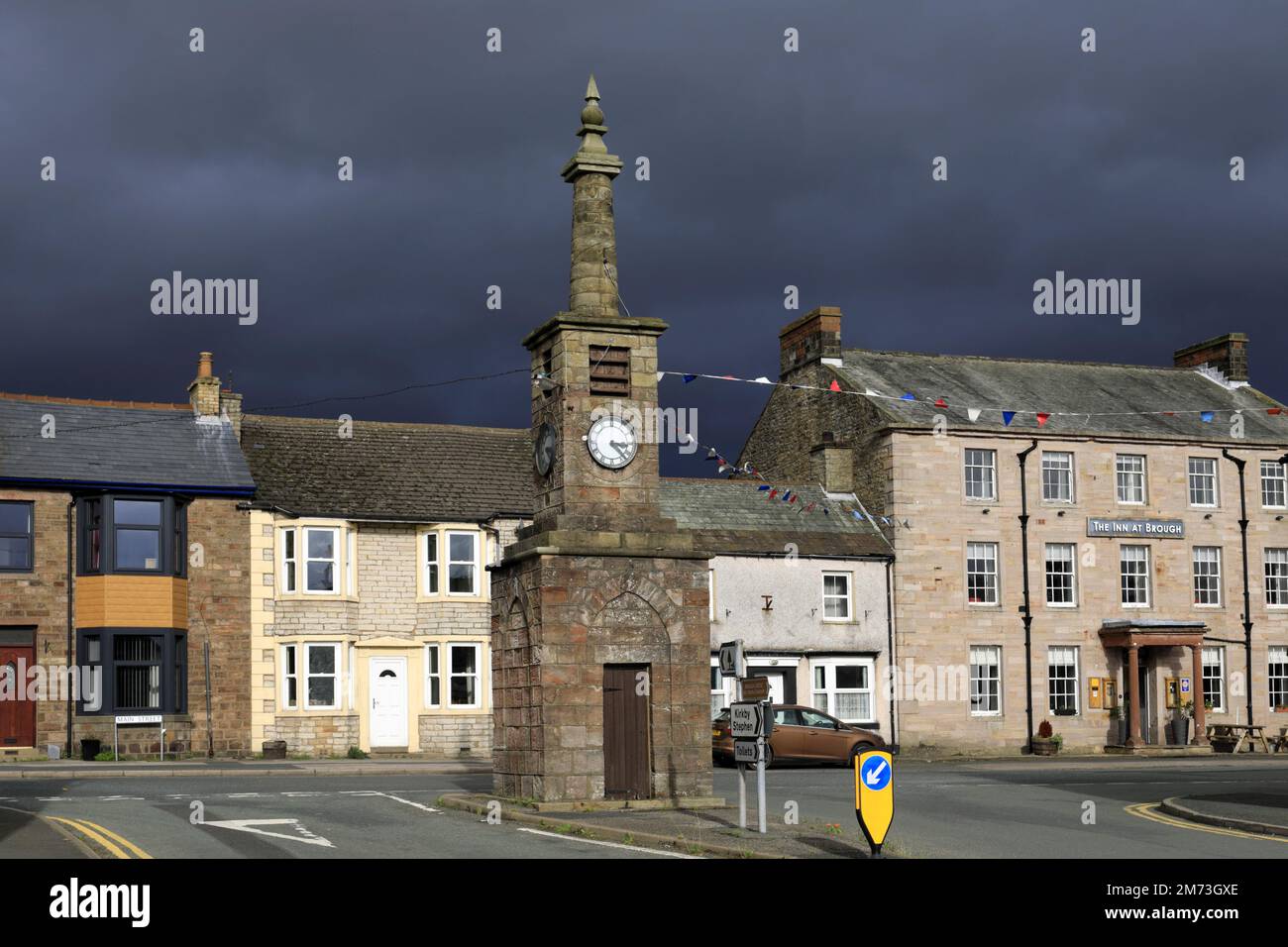 The Clock Tower on Market Street, Brough town, Eden, Cumbria, England ...