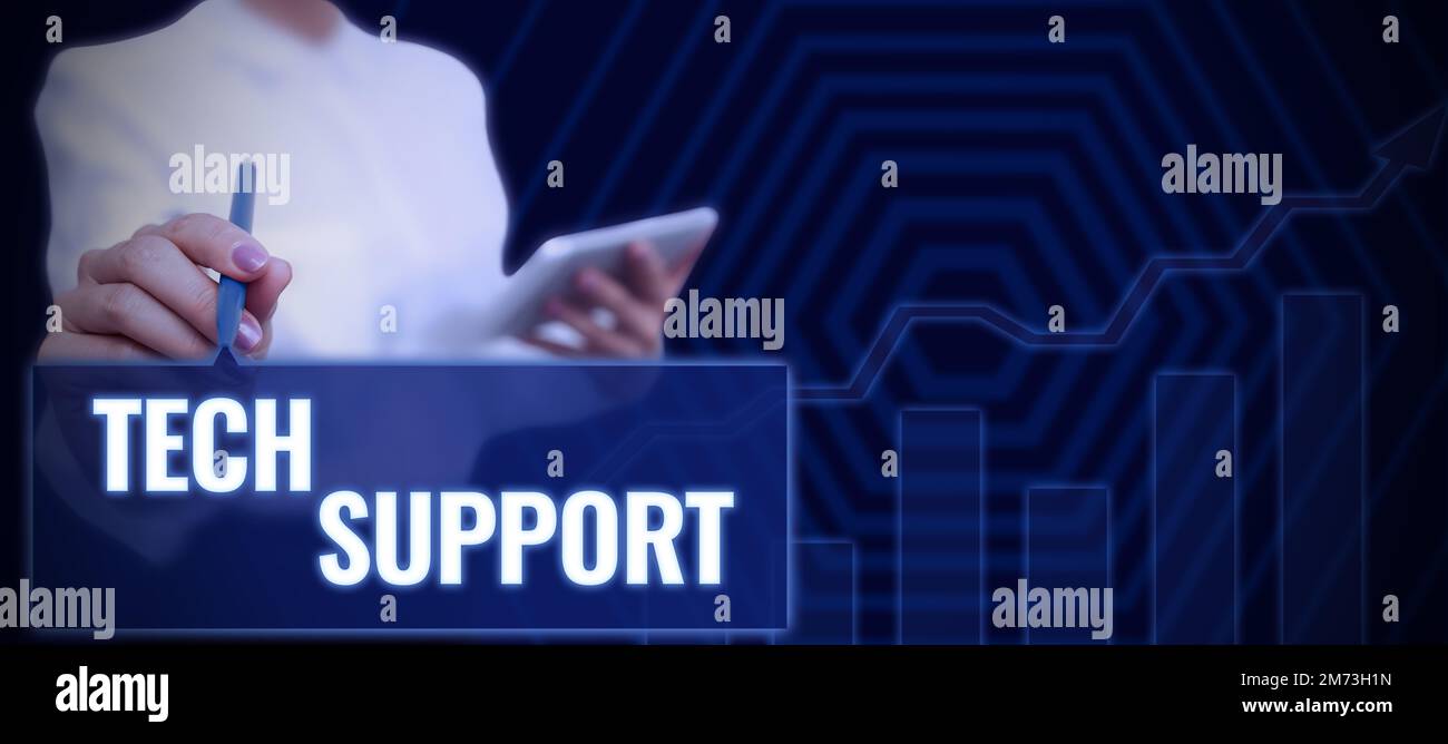 Hand writing sign Tech Support. Business overview Assisting individuals ...