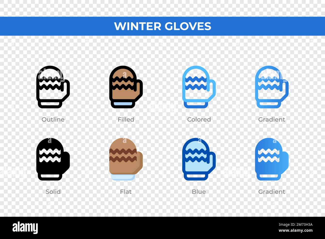 Winter gloves icons in different style. Winter gloves icons set ...
