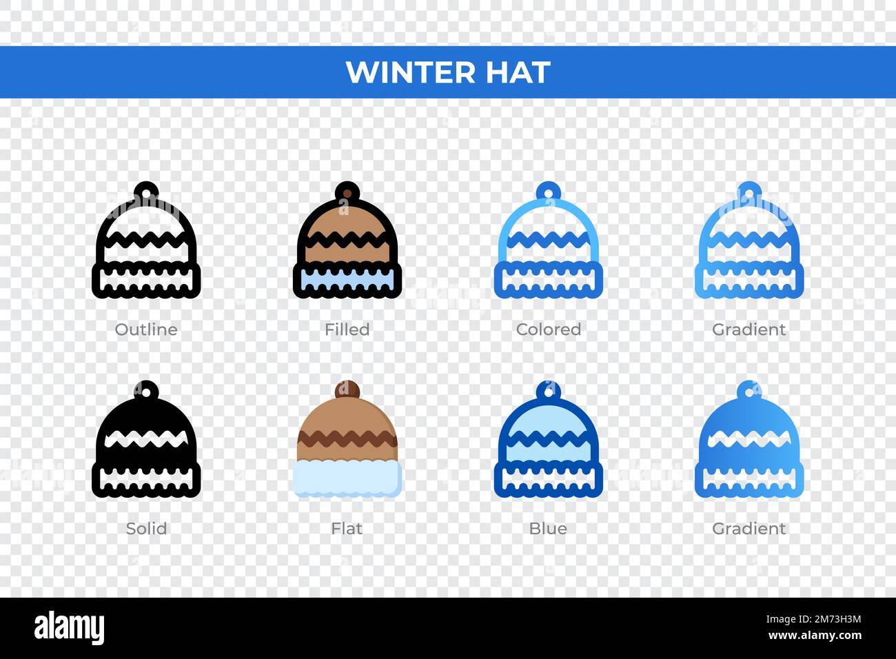 Winter hat icons in different style. Winter hat icons set. Holiday ...