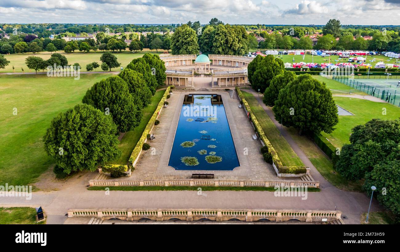 A drone view of Eaton Park on a sunny day, Norwich, England Stock Photo ...
