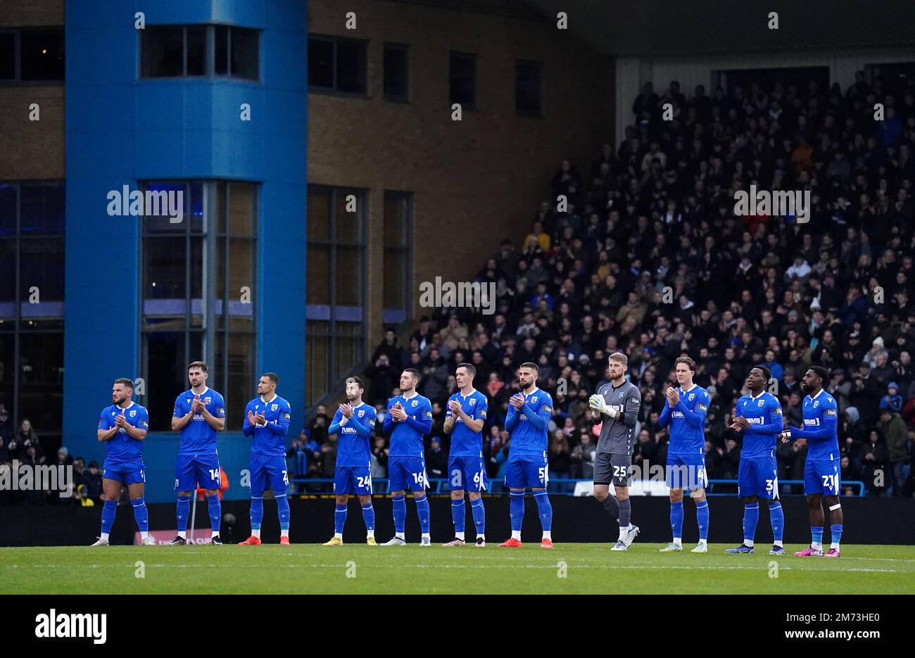 Gillingham players observe an applause before the Emirates FA Cup third ...